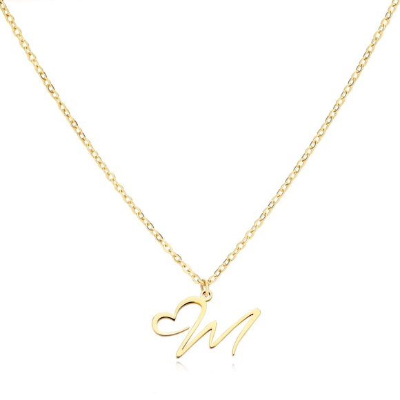 Jewelry | Letter M Cursive Heart Initial Necklace | Poshmark